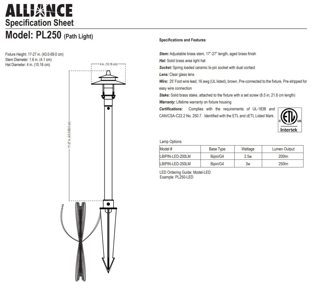 Alliance PL250 Path Light | The Pond & Rock Shop